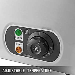 VEVOR 110V 3-Pan Commercial Food Warmer, 1200W Electric Steam Table 15cm/6inch Deep, Professional Stainless Steel Buffet Bain Marie 21 Quart for Catering and Restaurants, Sliver