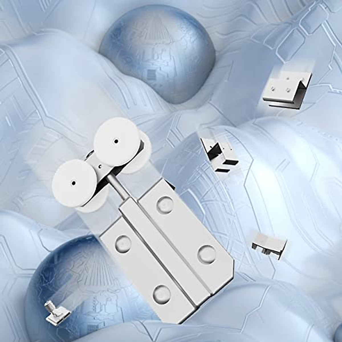 SMARTSMITH 8FT Galvanized Box Rail Track Sliding Barn Door Hardware for Exterior Barn Door Raw Material, Smoothly and Quietly, Double Door Easy to Install