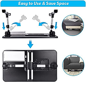 Slendor Laptop Desk Adjustable Laptop Stand Foldable Bed Table Portable Lap Desk Folding Notebook Stand Reading and Writing Holder Breakfast Tray with Drawer and Cooling Fan for Bed Couch Sofa Floor