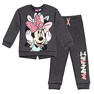 Disney Minnie Mouse Infant Baby Girls Fleece Pullover Sweatshirt Pants Set Gray 24 Months