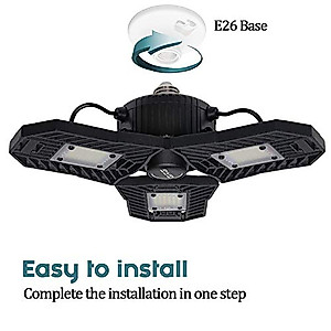 Mopzlink Garage Light, Deformable Multi-Direction LED Garage Ceiling Lights 6000 Lumen, Tribright 60W LED Garage Lighting, Garage Basement Warehouse Ceiling Light Fixture (6000K, Daylight)