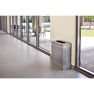 Rubbermaid Commercial Products Silhouettes Trash Can, 40-Gallon, Black, Steel Modern Look, Heavy Gauge Garbage Can/Waste Basket for Outdoor/Indoor Spaces