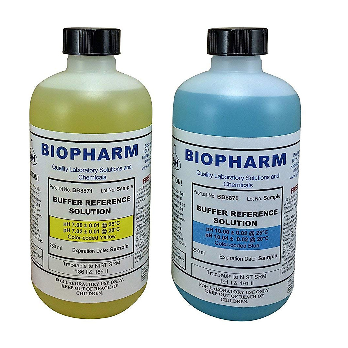 pH Buffer Calibration Kit: 2×250-mL (8.4 fl oz) Bottles, one pH 7.00 and one pH 10.00 — NIST Traceable Reference Standards