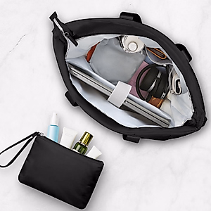 LYAUK Tote Bag for Women, Puffy Hobo Tote Bag, Laptop Shoulder Bag Crossbody Handbag, Large Top Handle Satchel, Black