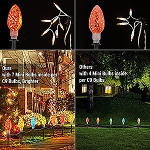 ODEETRONIC C9 Christmas Pathway Lights Outdoor, 6.5ft 5 Pack Jumbo Connectable Multicolor Christmas Lights with Stakes, UL Listed Outdoor Walkway Lights Waterproof for Lawn Yard Garden, 35 Lights