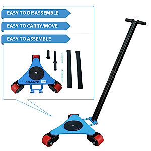 Amarite Machine Skates - Heavy Duty 2t Machinery Skates with 4400lbs Capacity and 3 Swivel Rollers for Warehouse and Workshop Transport - Machine Skate and Equipment Dolly Skate