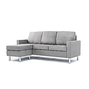 Divano Roma Furniture Small Space Modern Sectional Sofa, Gray