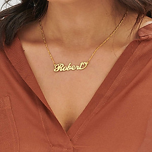 MYKA - Personalized Unisex Extra Thick Name Necklace for Men or Woman – Custom Nameplate Pendant- 925 Silver Sterling/Gold Plated/Gold Vermeil - Gift for Mother's Day Father's Day