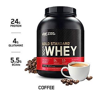 Optimum Nutrition Gold Standard 100% Whey Protein Powder, Coffee, 5 Pound (Packaging May Vary)