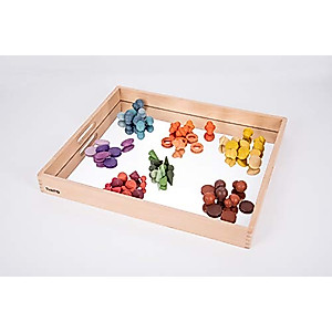 TickiT Wooden Mirror Tray - Explore Reflection, Symmetry and Patterns - for All Ages - Add Reflection to Any Sensory Activity Station