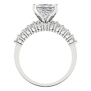 2.66 ct Princess Cut Clear Simulated Diamond 14k White Gold Solitaire W/Accents Wedding Engagement Promise Ring size 10.25