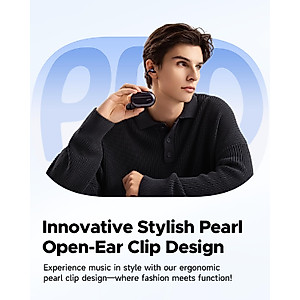 SoundPEATS PearlClip Pro Ear Ultra Open Ear Earbuds Wireless Headphones Bluetooth 5.4 Earphones Clip On Ear Buds with Mic, IPX5 Waterproof, 24 Hrs Play for Running Cycling Fitness