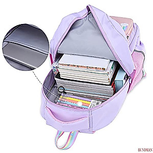 BUNDMAN Pruple Backpack, Kawaii Backpacks in for Teen Girls School Aesthetic Backpack with Cute Kawaii Backpack for school girls