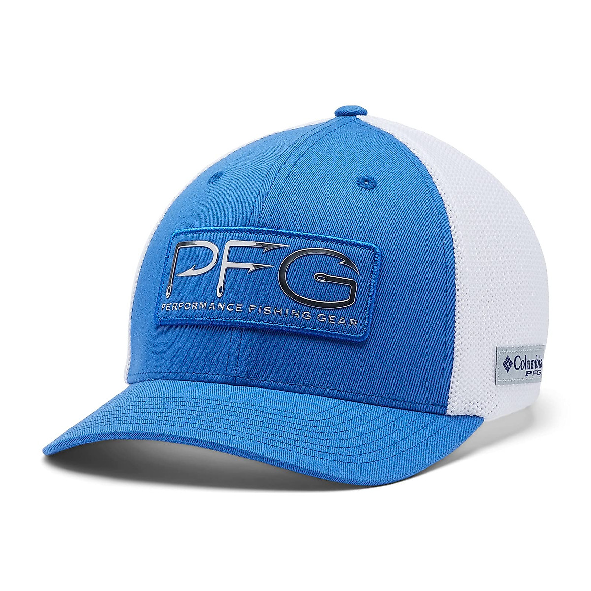 Columbia Unisex PFG Mesh Hooks Ball Cap, Vivid Blue/Silver, Large/X-Large
