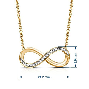 Jewelili 14K Yellow Gold over Sterling Silver Diamond Accent Infinity Pendant Necklace, 18"