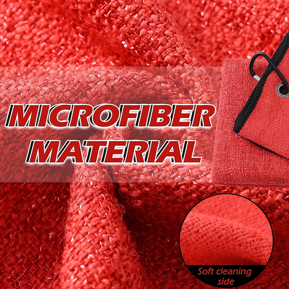 Mile High Life | Tri-fold Golf Towel | Dirt Scrub Side for Club Cleaning and Soft Side for Golf Ball | Brush and Towel in One | Multifunctional Towel | Excellent Water Absorbance (Red)