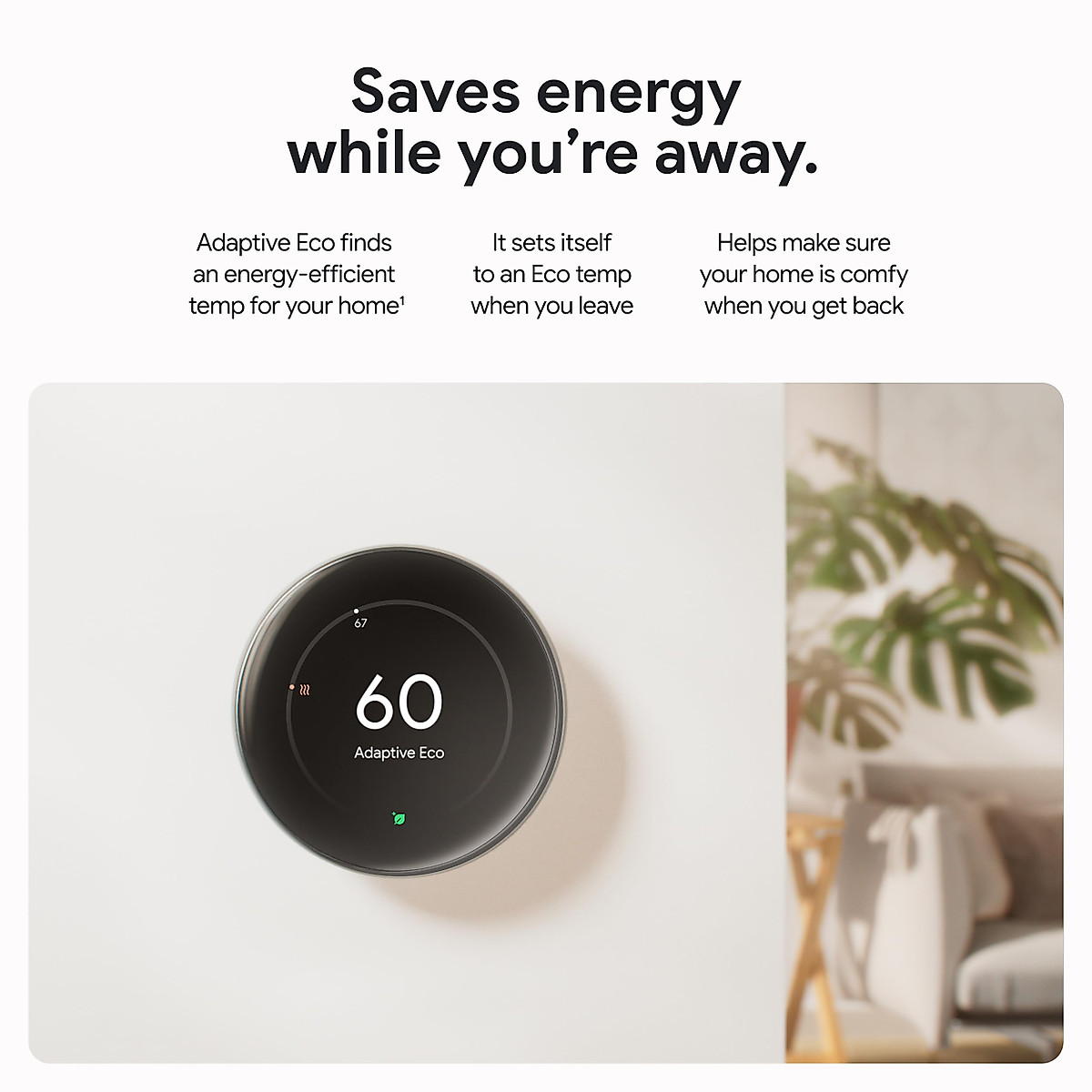 Google Nest Learning Thermostat (4th Gen, 2024) with Nest Temperature Sensor - Energy Saving Smart Thermostat with Adaptive Eco - Works with Alexa and Google Home App - Polished Obsidian