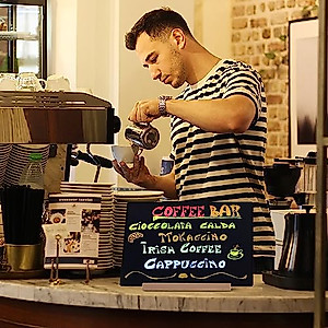 8 x 12" Chalkboard Sign, Reusable Double Sided Small Chalkboard Signs with Wooden Base Stand, Menu Chalk Board Sign Store Food Signs for Party, Tables Decoration, Bar and Restaurant (1 Pack)