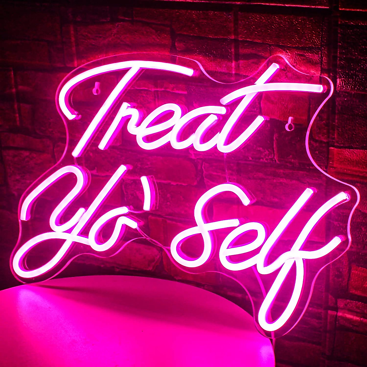Gamerneon Treat Yourself Neon Sign Pink Led Word Neon Lights Usb Neon Light Signs for Bedroom Home Light Up Letter Neon for Birthday Party Gifts