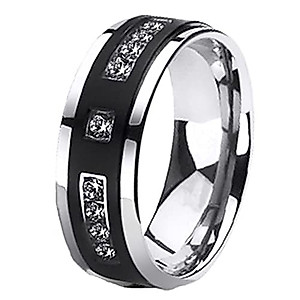 1Pc/2Pcs Exquisite Smooth Surface Wedding Bands Alloy Simple Cubic Zirconia Hers His Rings Charm Jewelry Finger Bands