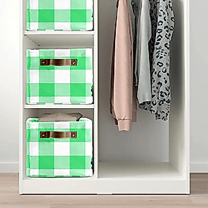 Tractor Green Checkers Personalized Large Storage Box for Toy,Bathroom,Nursery,Home Kitchen Shelves,Custom Closet Decorative Storage Bins 4 Pack