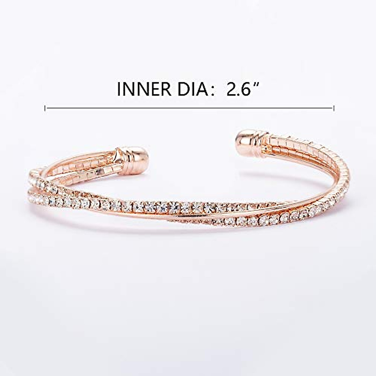 Rose Gold Bridesmaid Bracelets for Women Rhinestone Clear Crystal Dainty Bracelet Bangle Rose Gold Plated Sparkly Cute Bridesmaid Wedding Gifts Jewelry Birthday Party (rose gold)