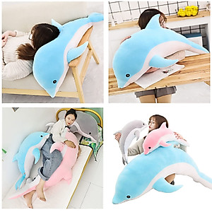 Dolphin Stuffed Animals Plush Pillow Super Soft Sea Animal Plush Toys Dolls for Boys Girls Sleeping Cushion Gift (100cm/39.37in, Pink)