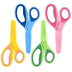 Kids Scissors, iBayam 5" Kid Scissors with Cover, Safety Small scissors, Student Blunt Tip Scissors for School Kids Age 4-7 8 9 10-12, Classroom Toddler Child Scissors Scrapbooking Art Craft Supplies