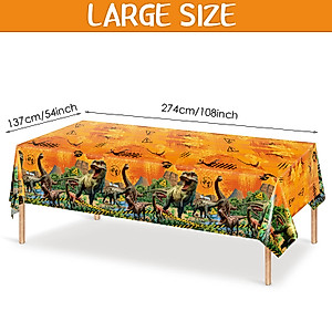 Tiamon Dinosaur Tablecloth Dinosaur Party Table Covers Dinosaur Plastic Tablecloth for Kids Adults Birthday Dinosaur Party Picnic Supplies 54 x 108 Inch (Yellow, 3 Pcs)