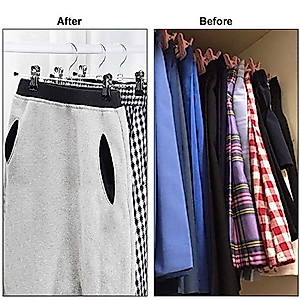 NORTHERN BROTHERS Pants Hangers with Clips 20 Pack, Adjustable Skirt Hangers for Women Metal Pants Hangers for Jeans