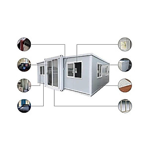 SalQam Container Homes 20ft and 40ft Portable Prefabricated Tiny Home, Mobile Expandable Prefab House for Garden,Warehouse,Storage,Vacation Houses,Office Spaces with Restroom Easy Assemble.