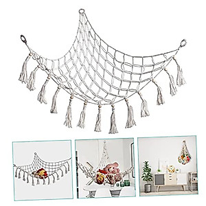 Veemoon Triangular Net Bag Decor Stuffed Sloth Plush Nursery Holder Net Corner Hammock Organizer Dirty Clothes Storage Hammock Wall Hanging Net Display Net
