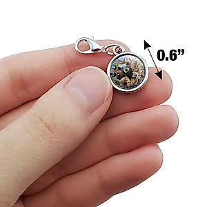 GRAPHICS & MORE Rocky Mountain Animals Selfie Bear Moose Elk Ram Beaver Fox Antiqued Bracelet Pendant Zipper Pull Charm with Lobster Clasp