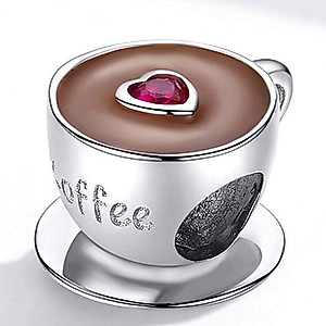 Coffee Cup Charm 925 Sterling Silver Mug Charm Love Charm for Pandora Charm Bracelet