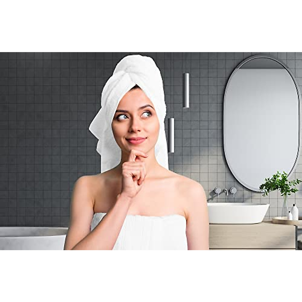 Tens Towels 8 Piece Towels Set, 2 Extra Large Bath Towels, 2 Hand Towels, 4 Washcloths, 100% Cotton, Lighter Weight, Quicker to Dry, Super Absorbent, Perfect Bathroom Towels Set (White)