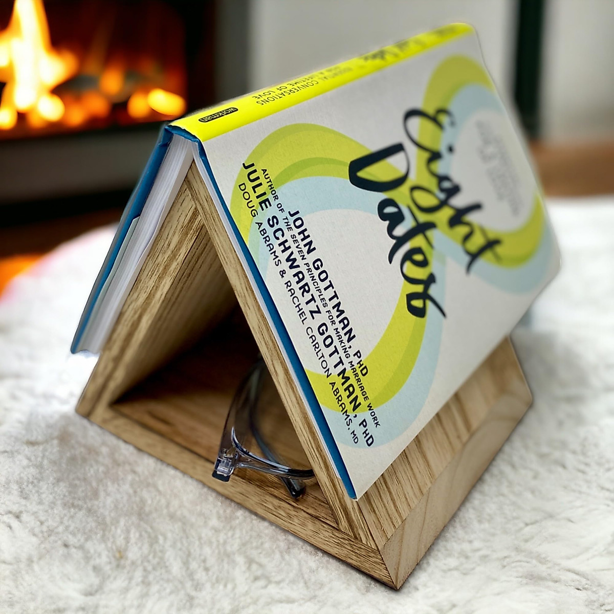 Multi-Functional Triangle Book Holder No Assebmly Required | Convenient Book Stand with Storage Cubby for Organized Reading Experience | Wooden Book Accessory | Perfect Gift for Book Lovers