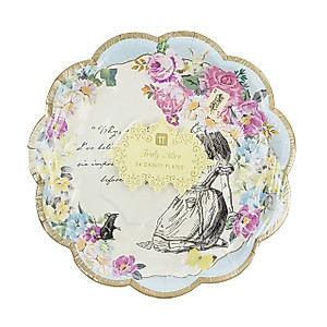 Talking Tables Pack of 24 Alice in Wonderland Themed Disposable Paper Plates | Supplies for Mad Hatter Tea Party, Birthday, Baby Shower, Mother's Day,Pink, 7"