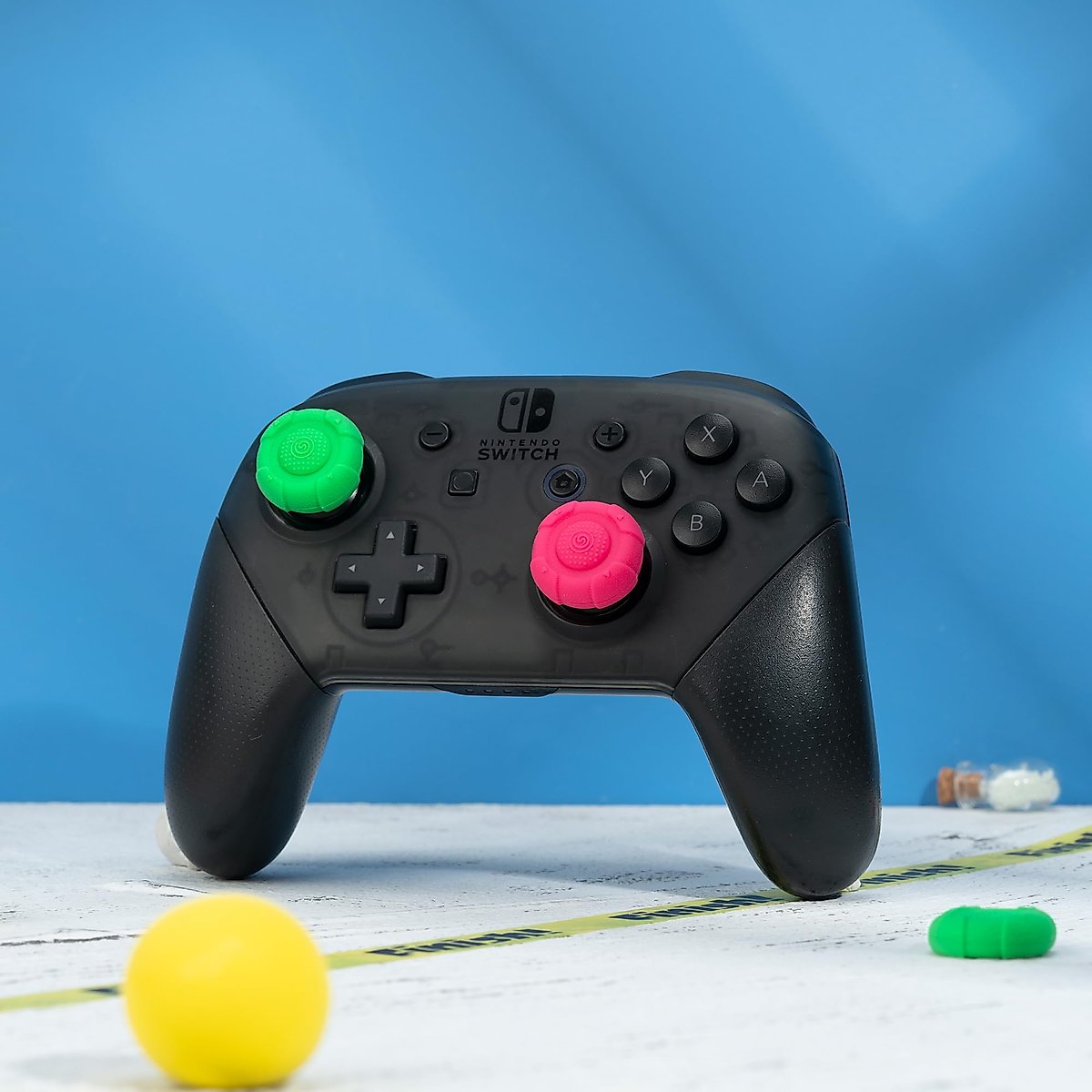GeekShare Silicone Thumb Grip Caps for Playstation 5 Controller, Thumbsticks Cover Set Compatible with Switch Pro Controller and PS4 PS5 Controller, 3 Pairs / 6 Pcs (Red+Green)