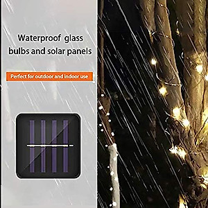 MorTime 200 LED 66 FT Solar Copper Wire String Lights, 8 Modes Waterproof Fairy String Lights for Indoor Outdoor Home Wedding Party Decoration, Warm White