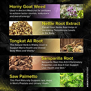 Testosterone Booster for Men - Male Enhancing Supplement with Horny Goat Weed & Tongkat Ali - Muscle Builder Enlargement Pills - Natural Test Booster Increased Desire, Energy, Stamina, Libido (2 PACK)