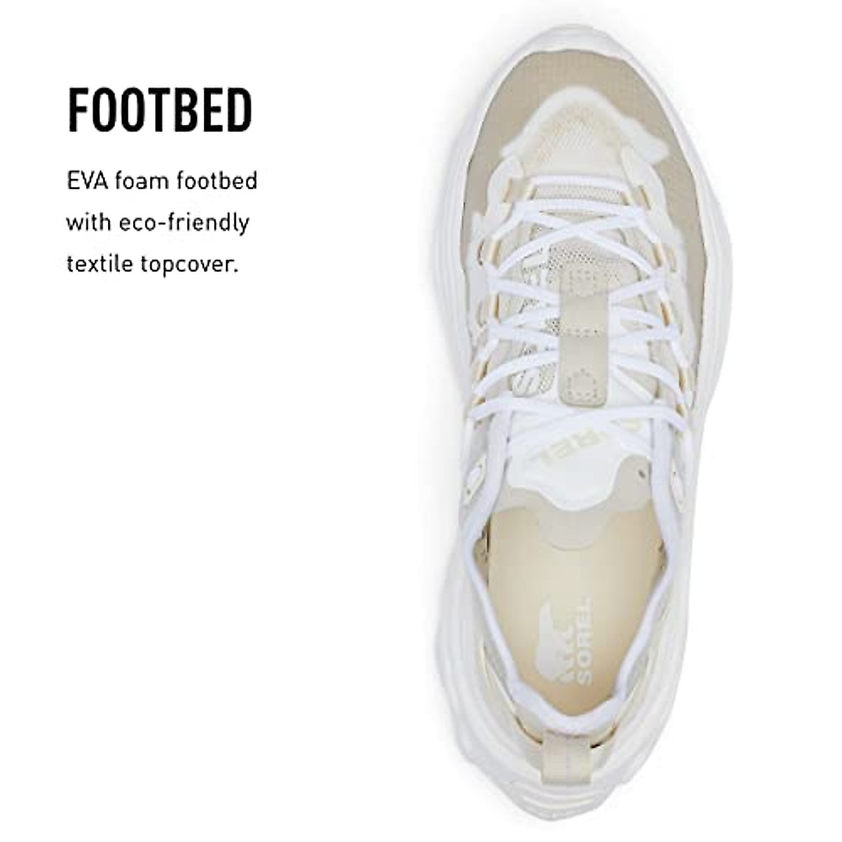 Sorel Women's Kinetic Breakthru Tech Lace Sneaker - White, Chalk - Size 7.5