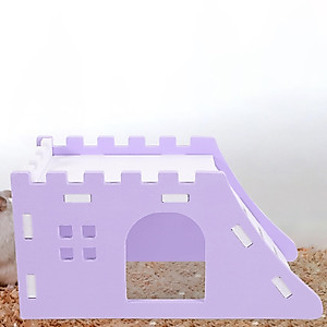 POPETPOP Guinea Pig Hamster Ladder House Plastic Rabbit Hideout Bunny Houses Small Chicken Castle Pet Rats Habitat Hedgehogs Chinchilla Climbing Play Hut for Indoor Pet Cage Violet