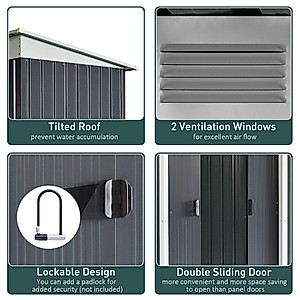 Outsunny 6' x 4' Backyard Garden Tool Storage Shed with Lockable Door, 2 Air Vents & Steel Construction, Black