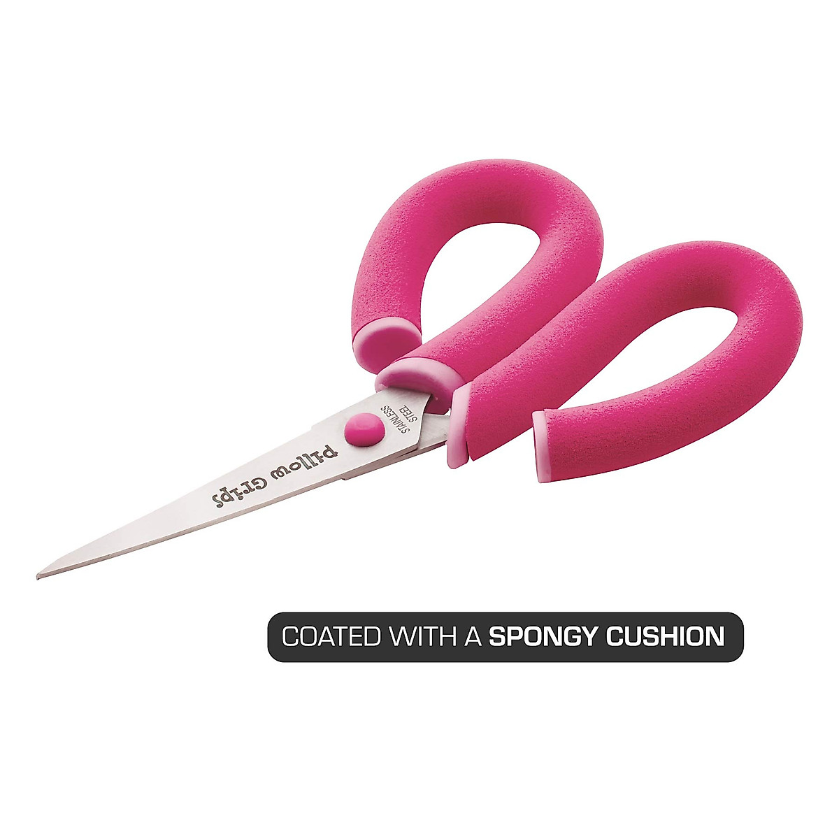 It's Academic Pillow Grip Scissors with Comfortable Handles, Blunt Tip, 8-inch Length, Perfect For Classroom Use, Pink