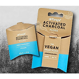 DrTung's Vegan Activated Charcoal Floss, Natural Lemongrass Flavor Dental Floss 6 Pack