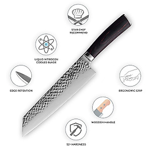 hajegato Japanese Chef Knifes Set Professional Chefs Knife & Paring Kitchen Knifes Set 7cr17 German High Carbon Stainless Steel, 2 Piece Gift Sets… (Kiritsuke 7.5")