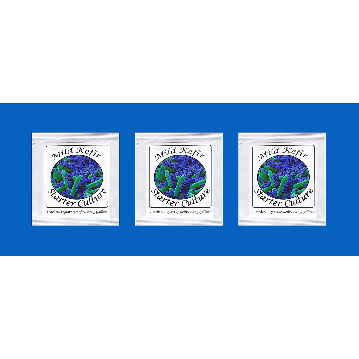 Kefir Starter Cultures - Pack of Freeze-Dried Culture Sachets For Creamy and Mild Milk Kefir (3 sachets)