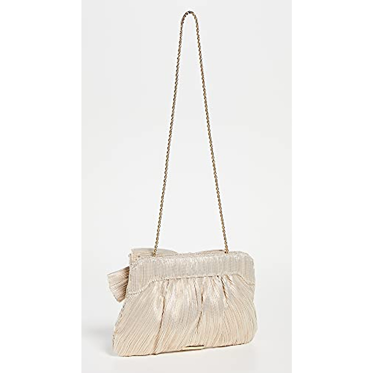 Loeffler Randall Women's Rayne Pleated Frame Clutch with Bow, Platinum, Metallic, Gold, One Size