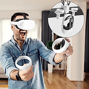Globular Cluster Multi Functional Desktop Mount Holder for Oculus Quest 2 Headset and Controllers - Orangize Your OQ2 Elegantly- Made by VR Player - for VR Player