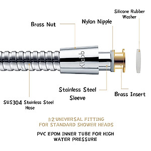 Klabb Shower Hose 70 inches Portable Shower Hose Attachment for Shower Head Stainless Steel rv Shower Hose Replacement Flexible and Durable with Brass Insert and Nut